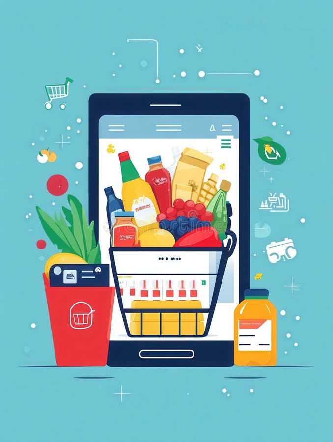 Stylized Flat Design of Online Grocery Order Summary on a Digital ...