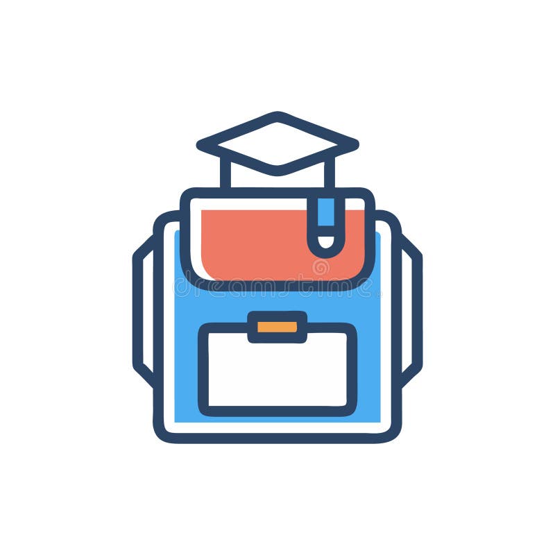 Stylized Backpack with Graduation Cap Icon on White Backround Stock ...