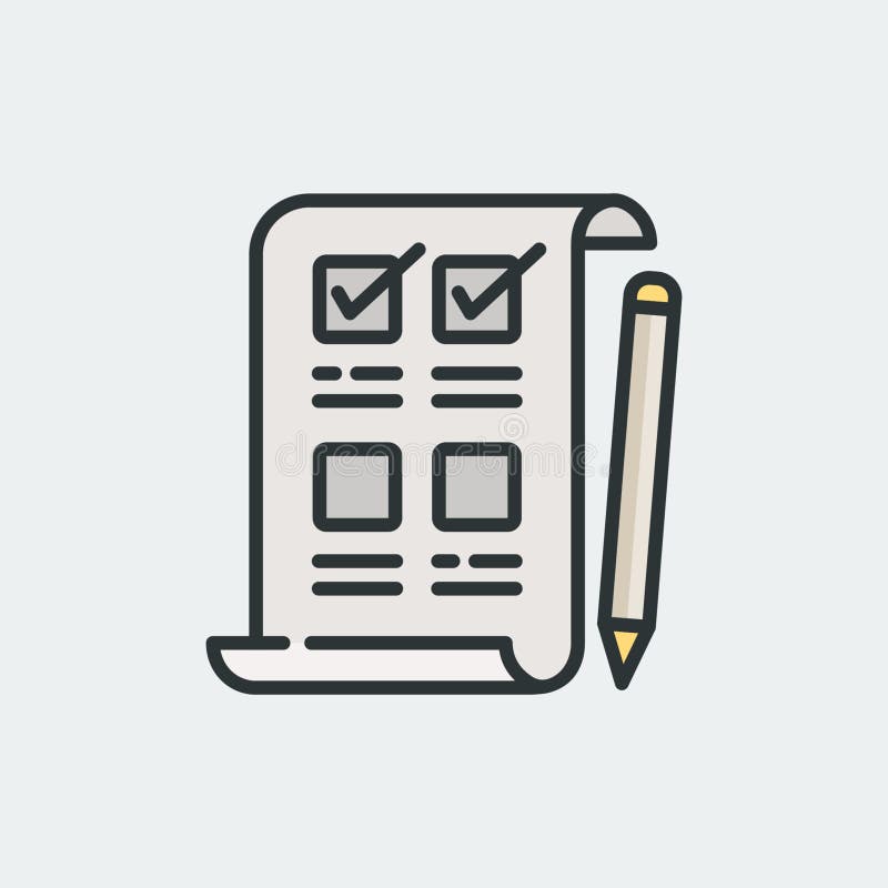 Checklist and Pen Icon in Thin Line Style. Vector Illustration. Stock ...