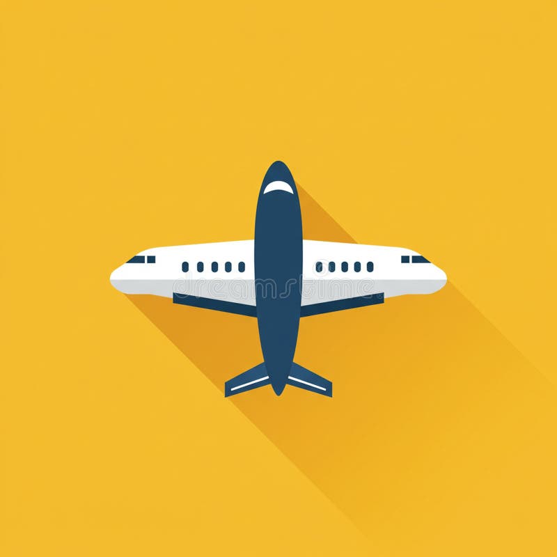 Stylized Flat Illustration of an Airplane Seen from Above. the Aircraft ...