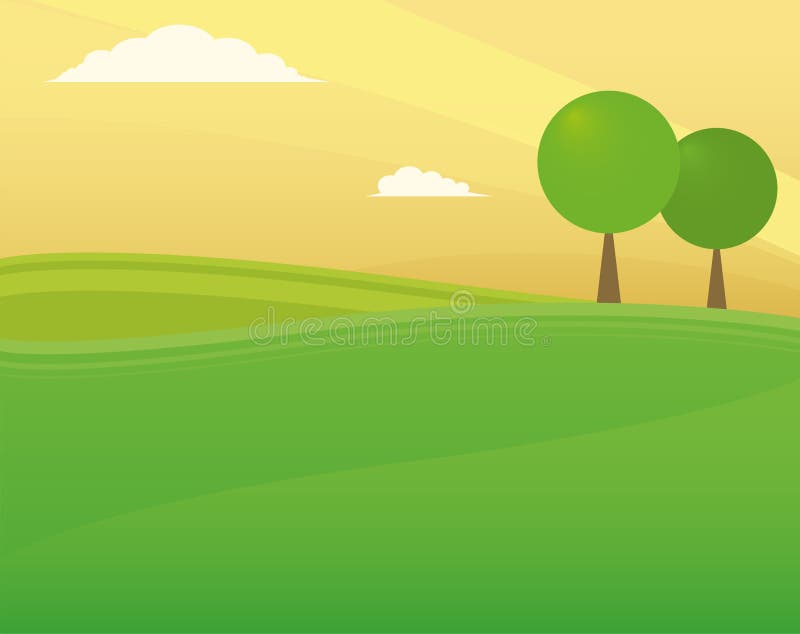 Stylized Flat Illustration of Rural Landscape Stock Vector ...