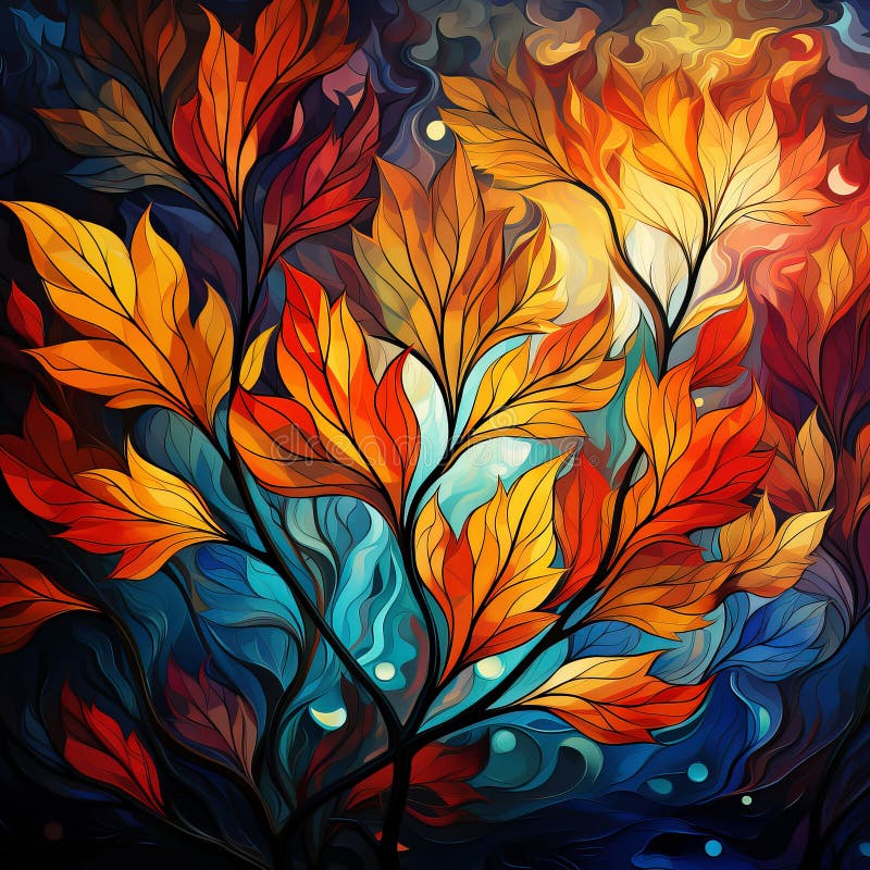 Vibrant Autumn Mosaic. AI Generation Stock Image - Image of design ...