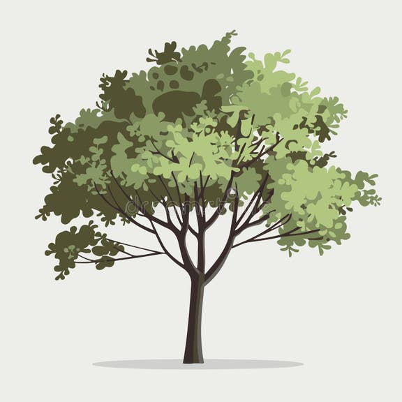 A Flat-Style Sparse Tree on a Plain White Background Stock Vector ...