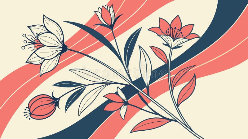 Stylized Floral Arrangement with Multiple Flowers and Leaves Design ...