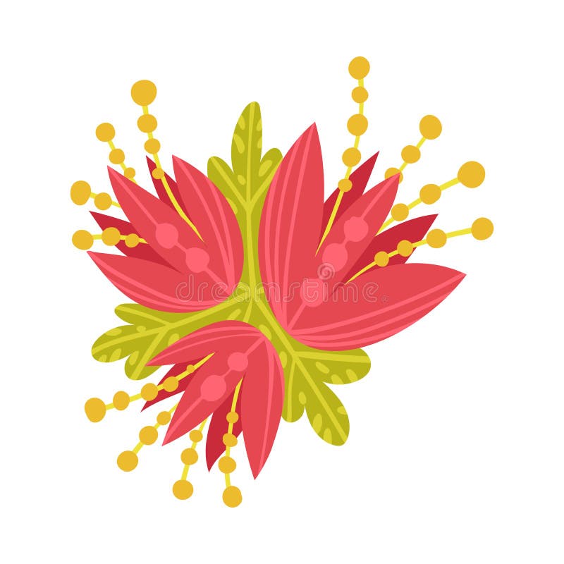 Stylized Floral Composition with Fancy Shaped Flowers Vector ...