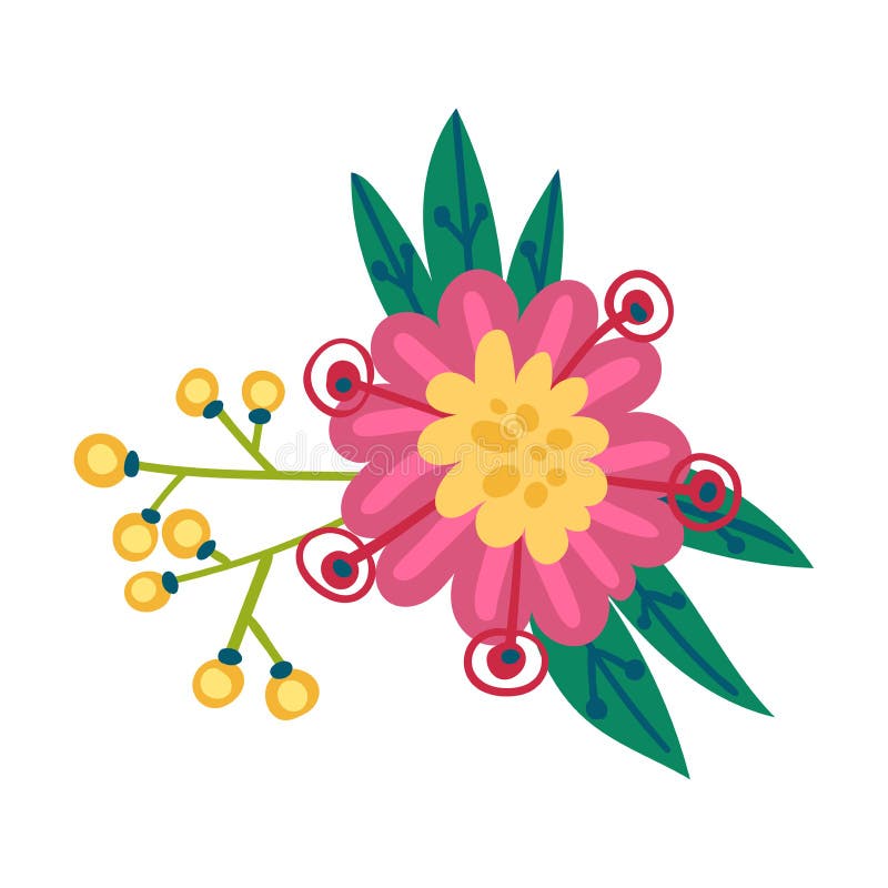 Stylized Floral Composition with Fancy Shaped Flowers Vector ...