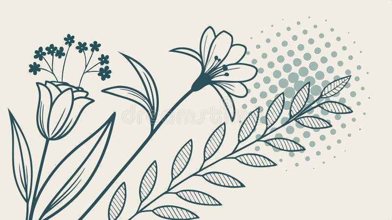 Stylized Floral Design with Dots and Abstract Elements Vector Design ...