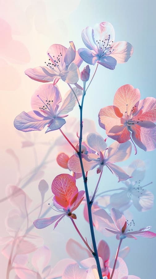 Stylized Floral Design with Pastel Gradient Backdrop, Modern Botanical ...