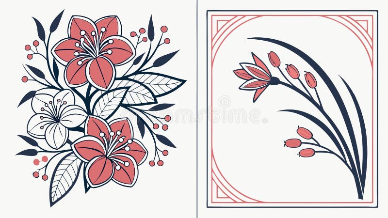 Stylized Floral Element, Delicate and Graceful, Vector Design Generative AI Stock Vector ...
