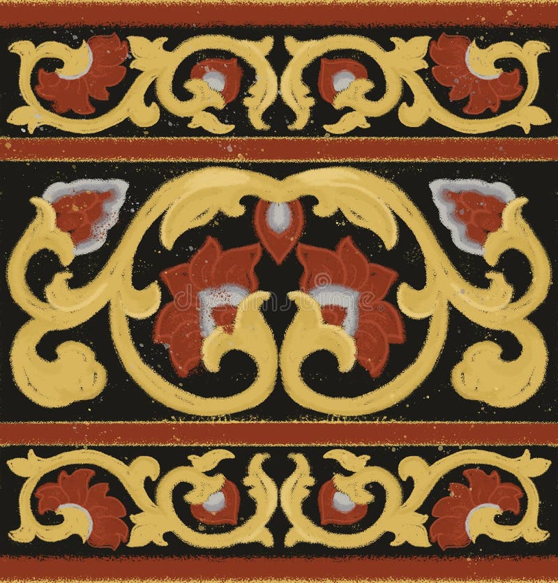 Stylized Floral Medieval Border Stock Illustration - Illustration of ...