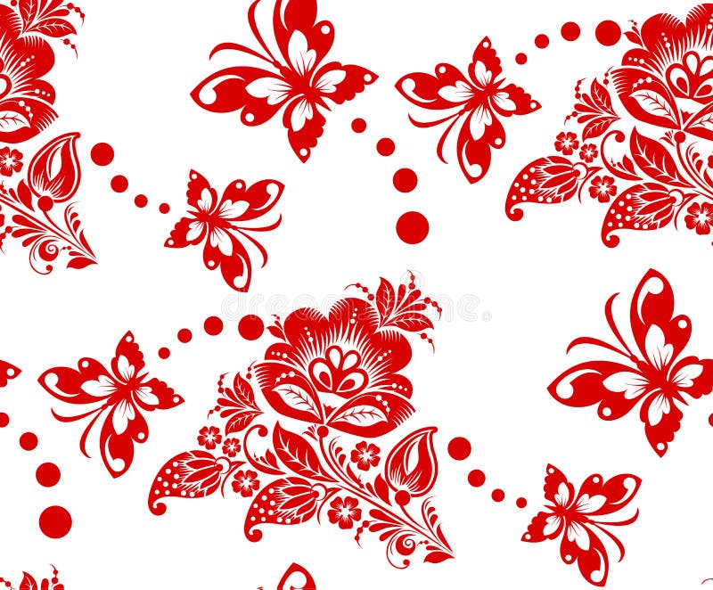 Stylized Floral Seamless Pattern Stock Vector - Illustration of nature ...