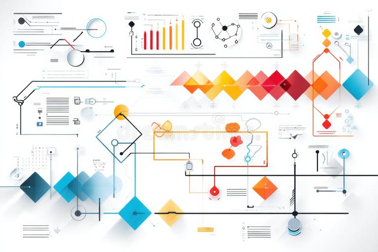Stylized Flowchart Elements on a White Background Ideal for Infographic ...