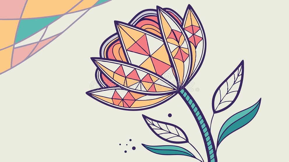 Stylized Flower with Sharp Angles and Flowing Lines, Modern Art, Vector ...