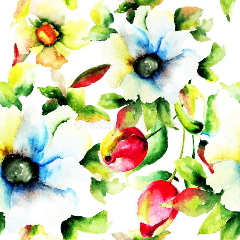 Stylized Flowers Illustration Stock Illustration - Illustration of ...