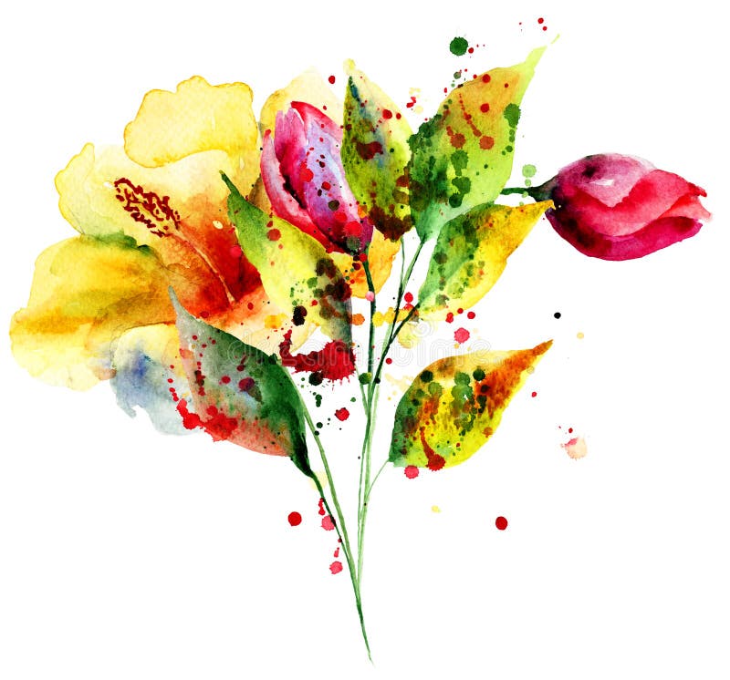 Stylized Flowers Illustration Stock Illustration - Illustration of ...