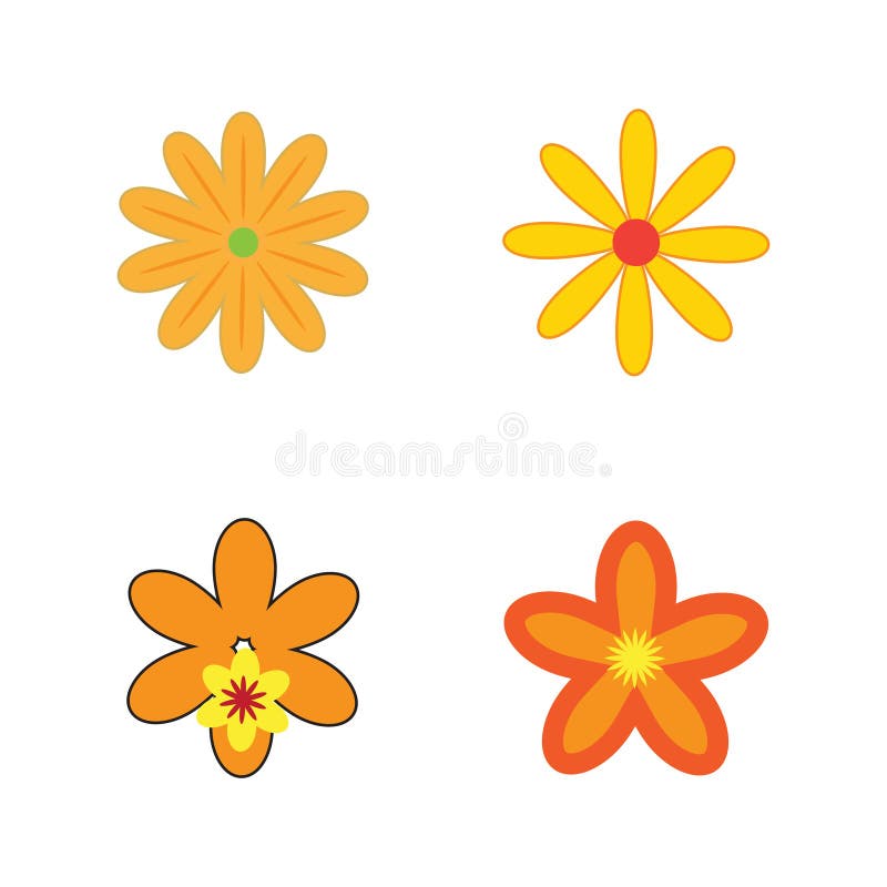 Stylized Flowers Logo Icon Symbol Template Design Stock Vector ...