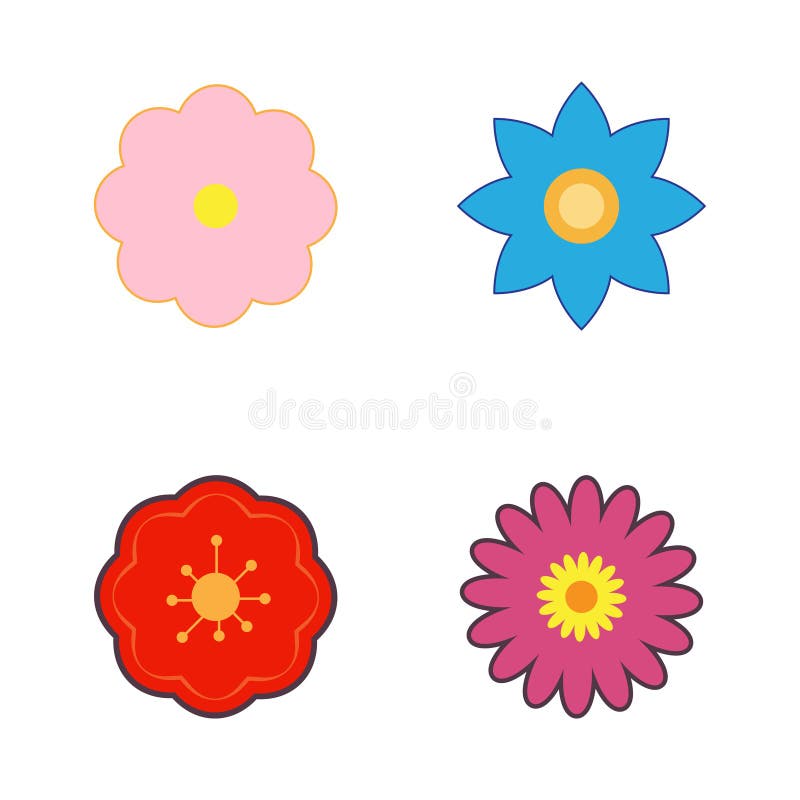 Stylized Flowers Logo Icon Symbol Template Design Stock Vector ...