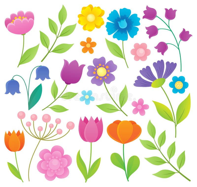 Stylized Flowers Topic Set 1 Stock Vector - Illustration of plant ...
