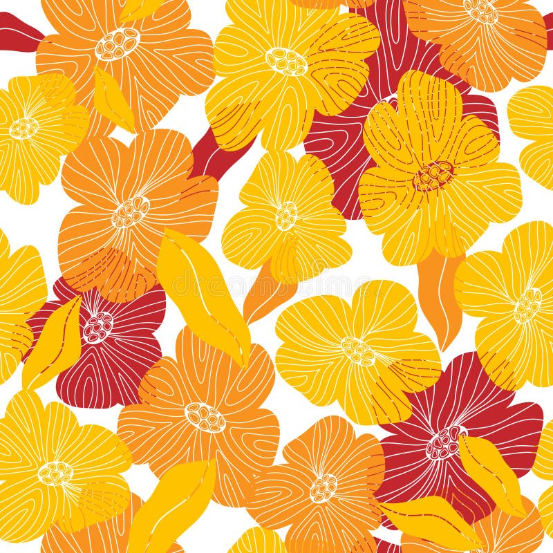 Stylized Flowers Vector Seamless Overlapping Stock Vector ...