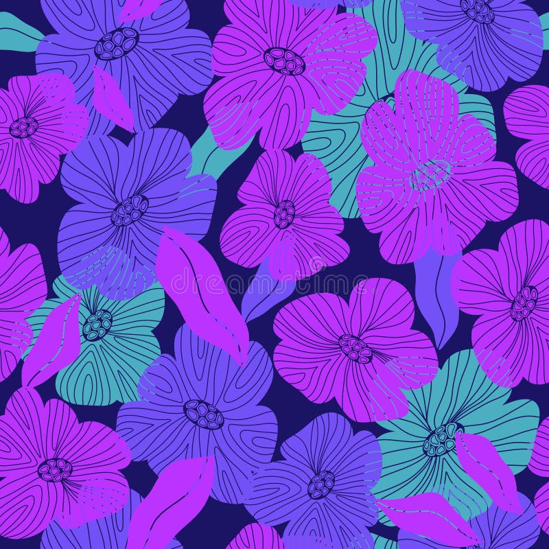 Stylized Flowers Vector Seamless Overlapping Stock Vector ...
