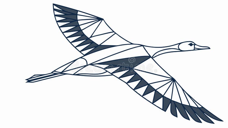 Stylized Flying Goose with Geometric Wing Patterns, Vector Design ...