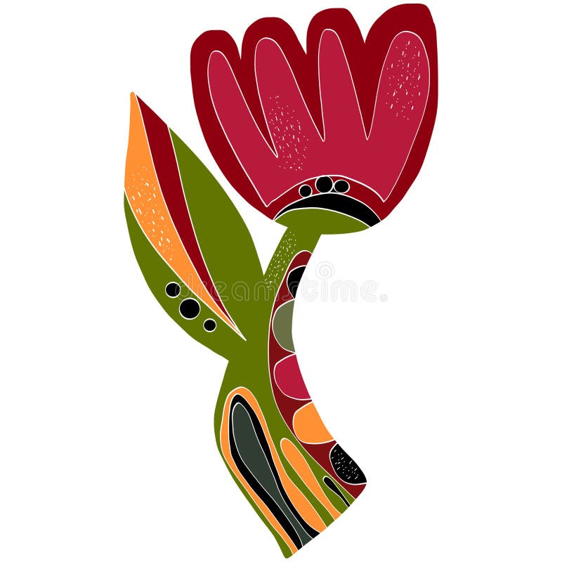 Stylized Folk Art Element Naive Style Vector Isolated Clipart Element ...