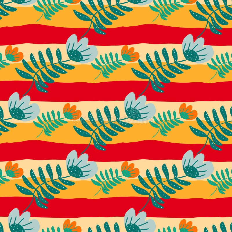 Stylized Folk Flower Seamless Pattern. Hand Drawn Elegant Botanical ...