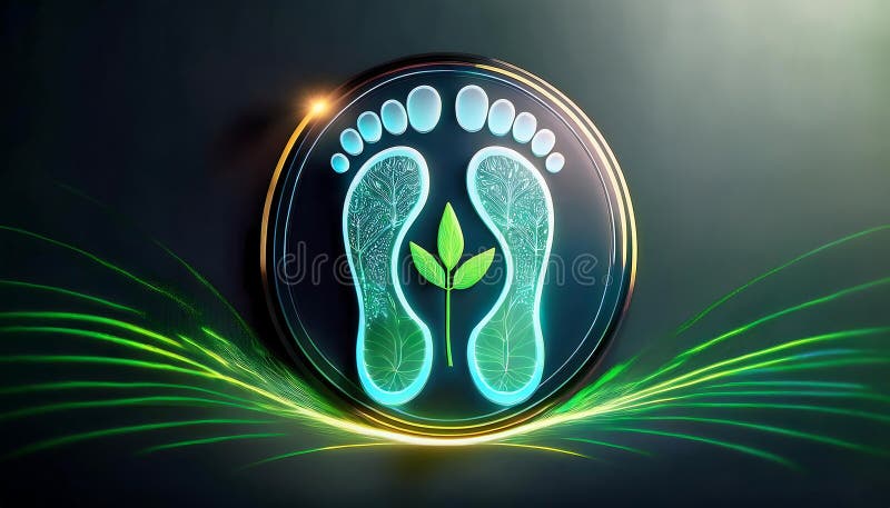 Stylized Footprint with a Plant Inside, Symbolizing Environmental ...