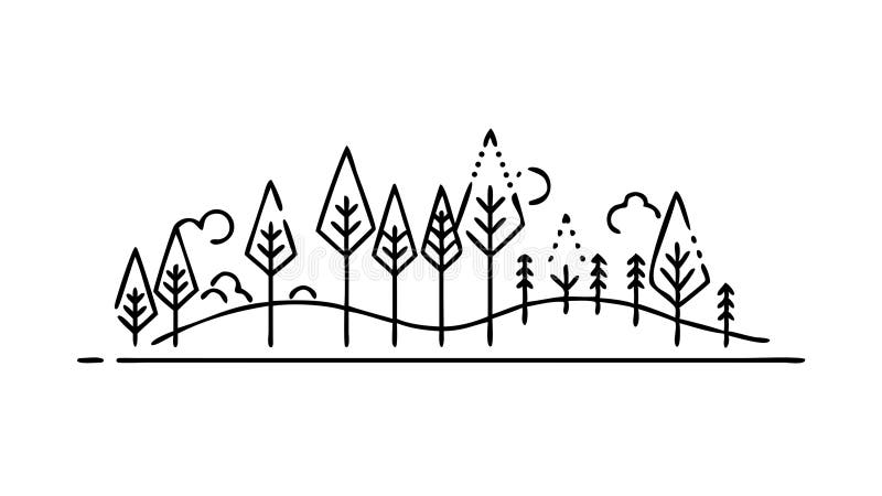 Stylized Forest Landscape, Nature Environment Art, Tree Scene, Vector ...