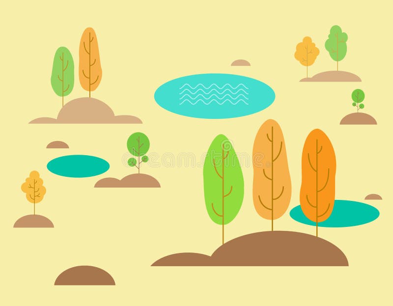 Stylized Forest, Vector Illustration of Flat Design. Fantasy Stock ...