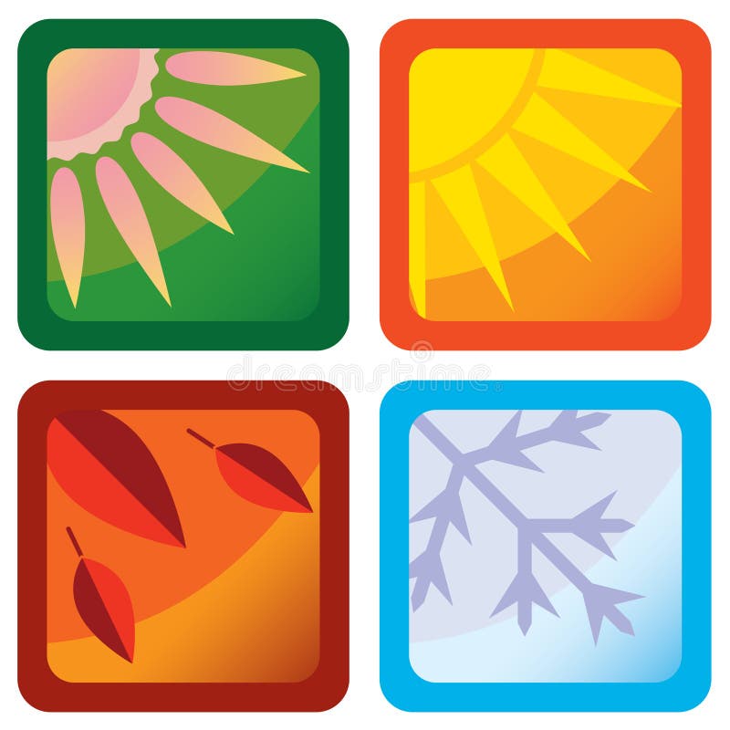 Stylized Four Seasons Icons Stock Vector - Illustration of fall ...