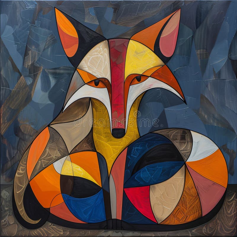 Geometric Fox Abstract Painting Stock Illustration - Illustration of ...