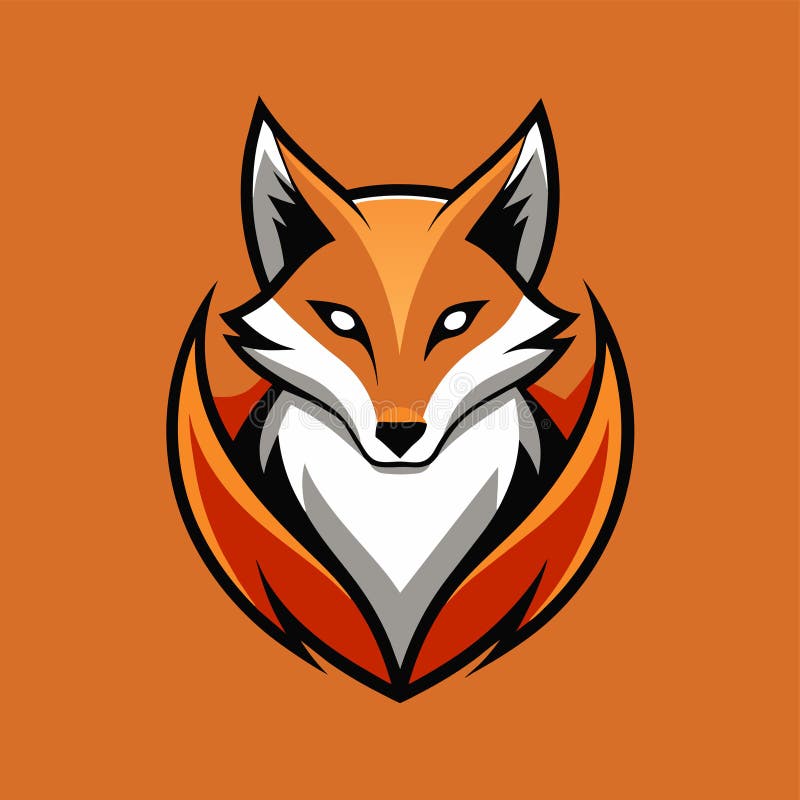 A Stylized Fox Head with a Minimalist Design, Featuring Bold Orange and ...