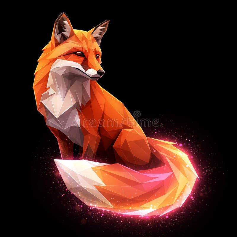 Stylized Fox Illustration Composed of Geometric Polygons. the Fox Has ...