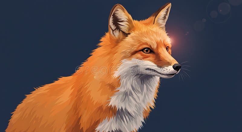 Stylized Fox Portrait Against a Dark Backdrop with Subtle Light Accents ...