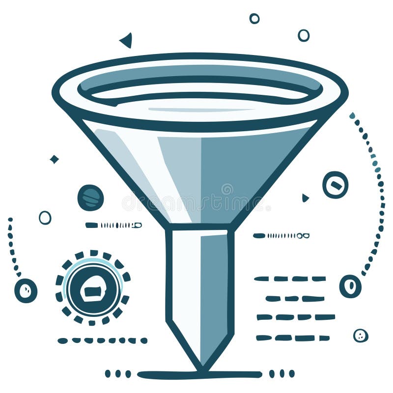 Stylized Funnel Illustration Representing Data Filtering and Conversion Process Stock ...