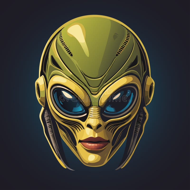 Stylized Futuristic Alien Portrait Art Stock Vector - Illustration of ...