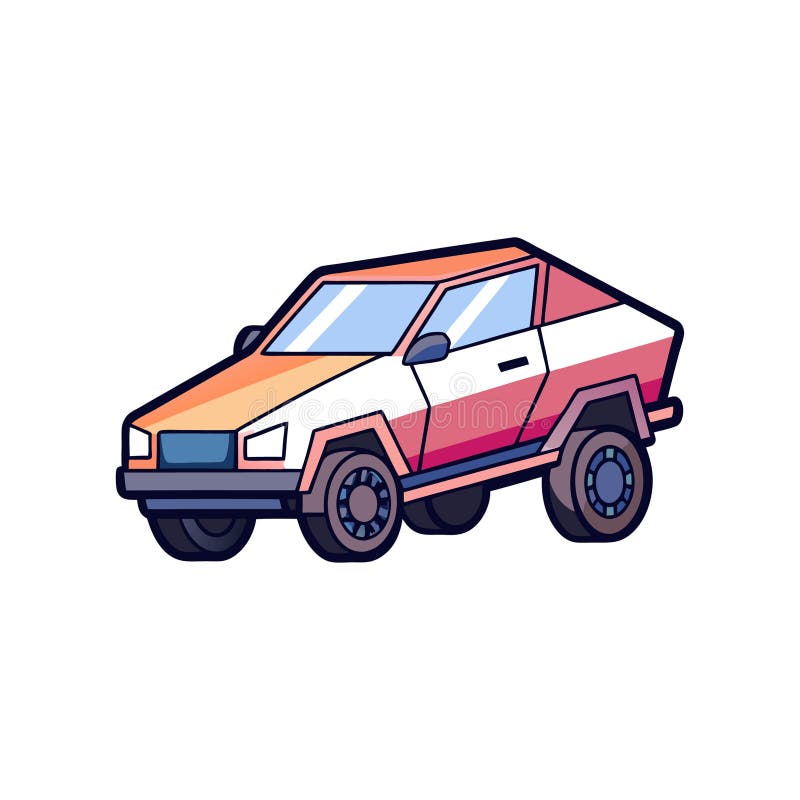 Cartoon Futuristic Car Illustration with Bold Outlines Style Stock ...