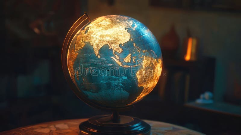 Stylized Futuristic Globe Glowing with Global Innovation Insights Stock ...