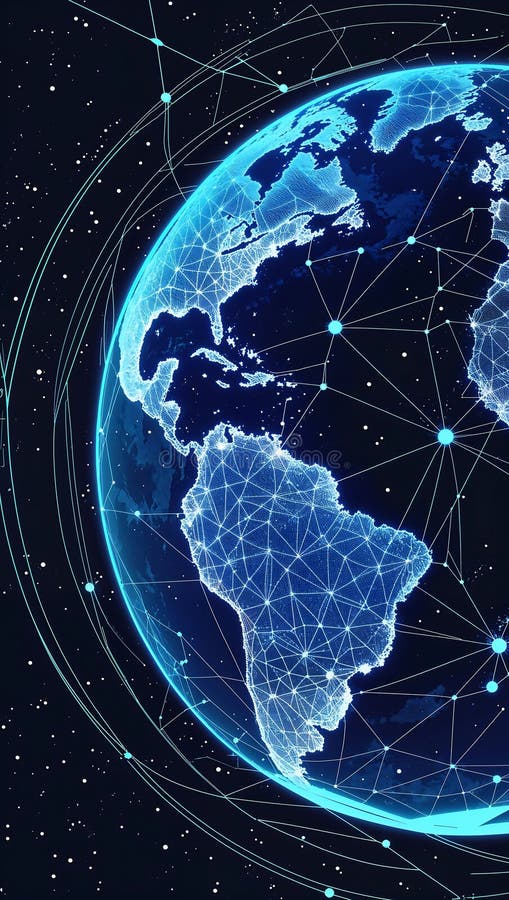 Futuristic Vertical Design of Earth from Space with Globe Highlight ...