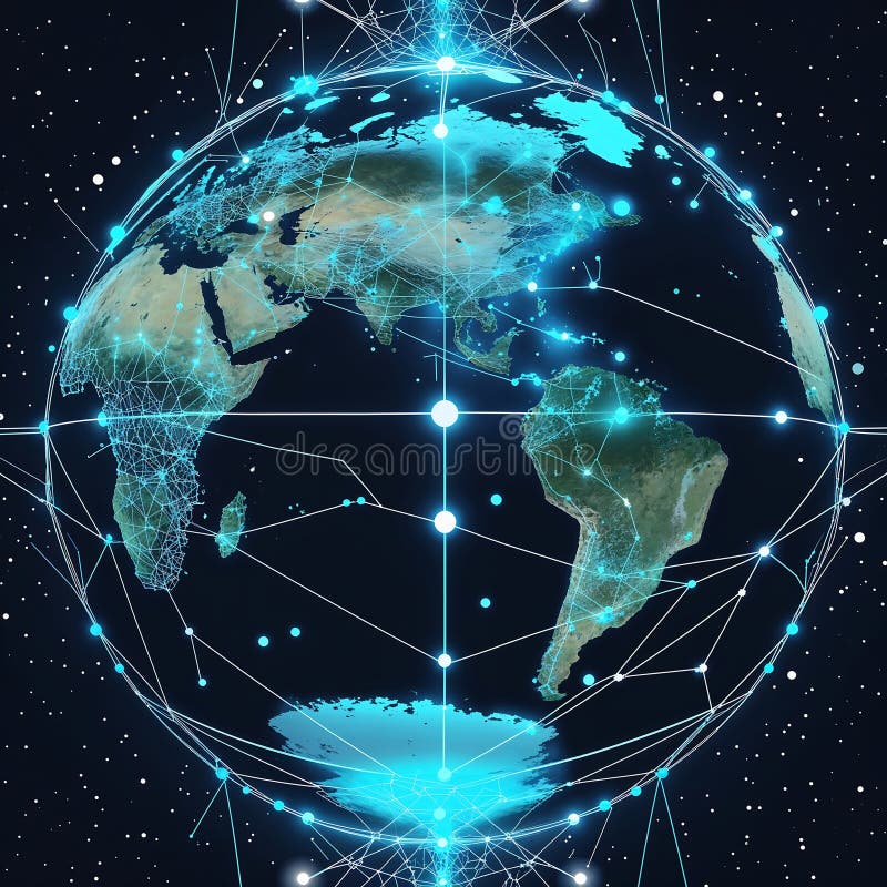 Futuristic Vertical Design of Earth from Space with Globe Highlight ...