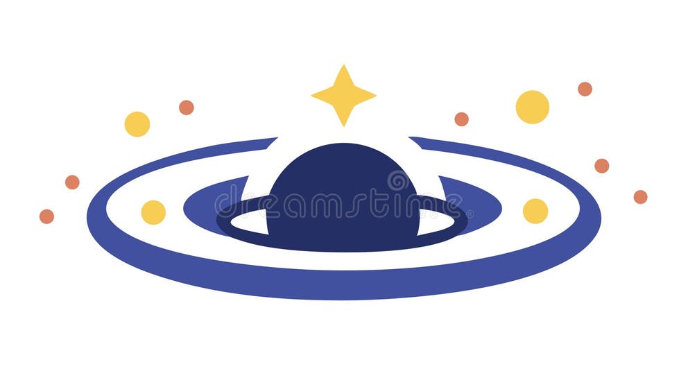 Stylized Galaxy Icon with Planet, Ring System and Star, Vector Design ...