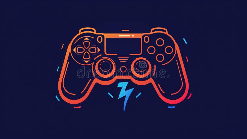 Stylized Game Controller Icon with Lightning Bolt Illustration, Ai ...