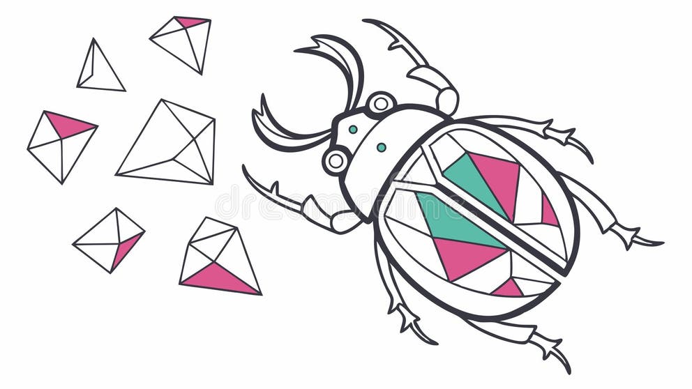 Stylized Geometric Beetle with Abstract Shapes Vector Design Generative ...