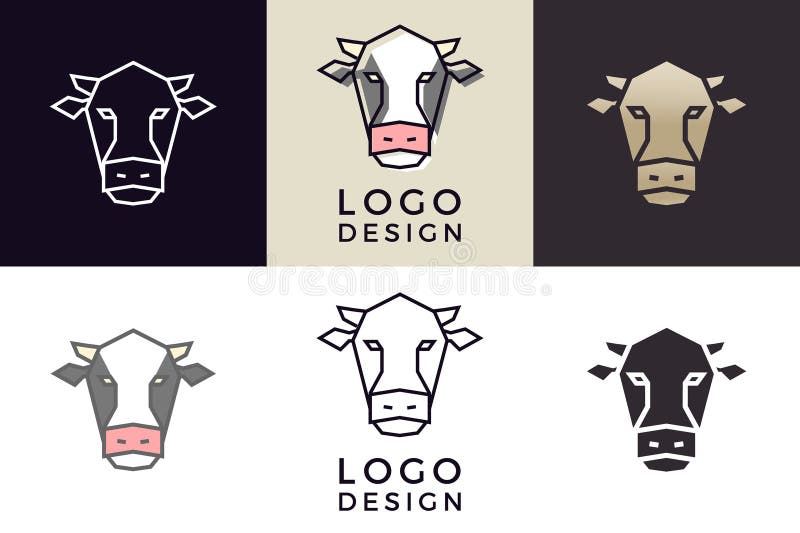 Stylized Geometric Cow Head Illustration. Vector Icon Tribal Design in ...
