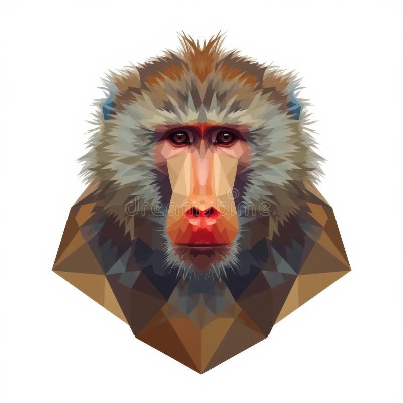 Geometric Primate: a Stylized, Low-poly Rendering of a Baboon S Face ...