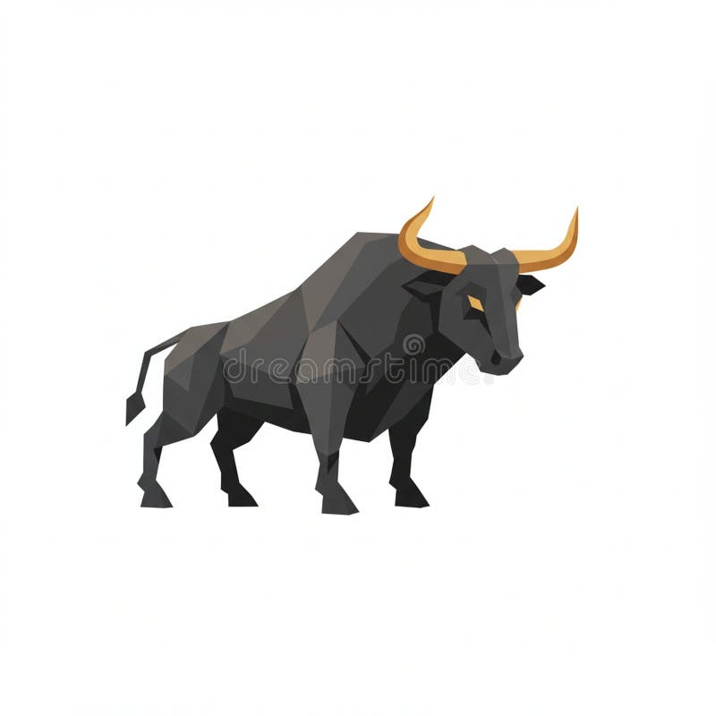 Stylized Geometric Illustration of a Bull, Featuring Angular Shapes and ...