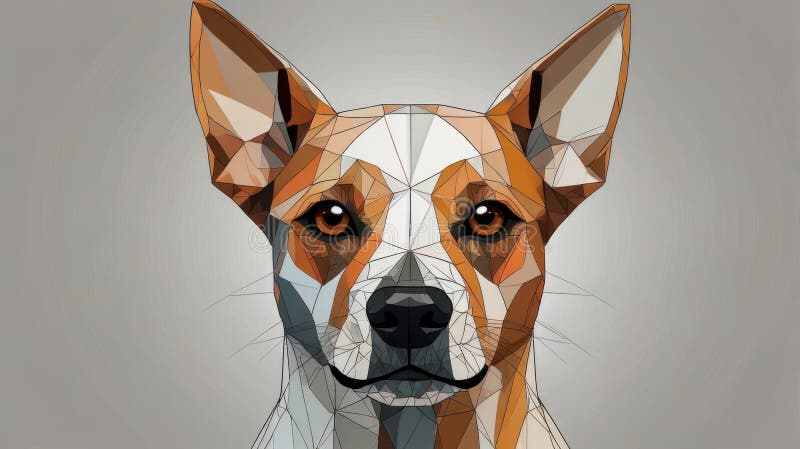 Stylized Geometric Illustration of a Dog Using Polygonal Shapes in ...