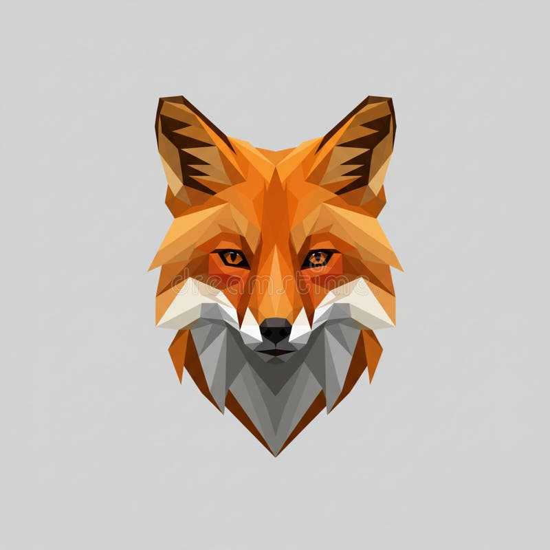 Stylized Geometric Illustration of a Fox S Head, Featuring Sharp Lines ...