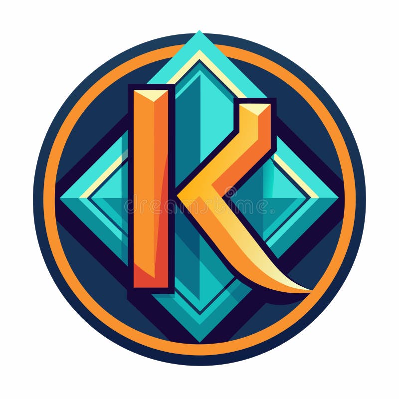 A Stylized, Geometric Letter K Logo Design Template Icon in Blue, Red ...